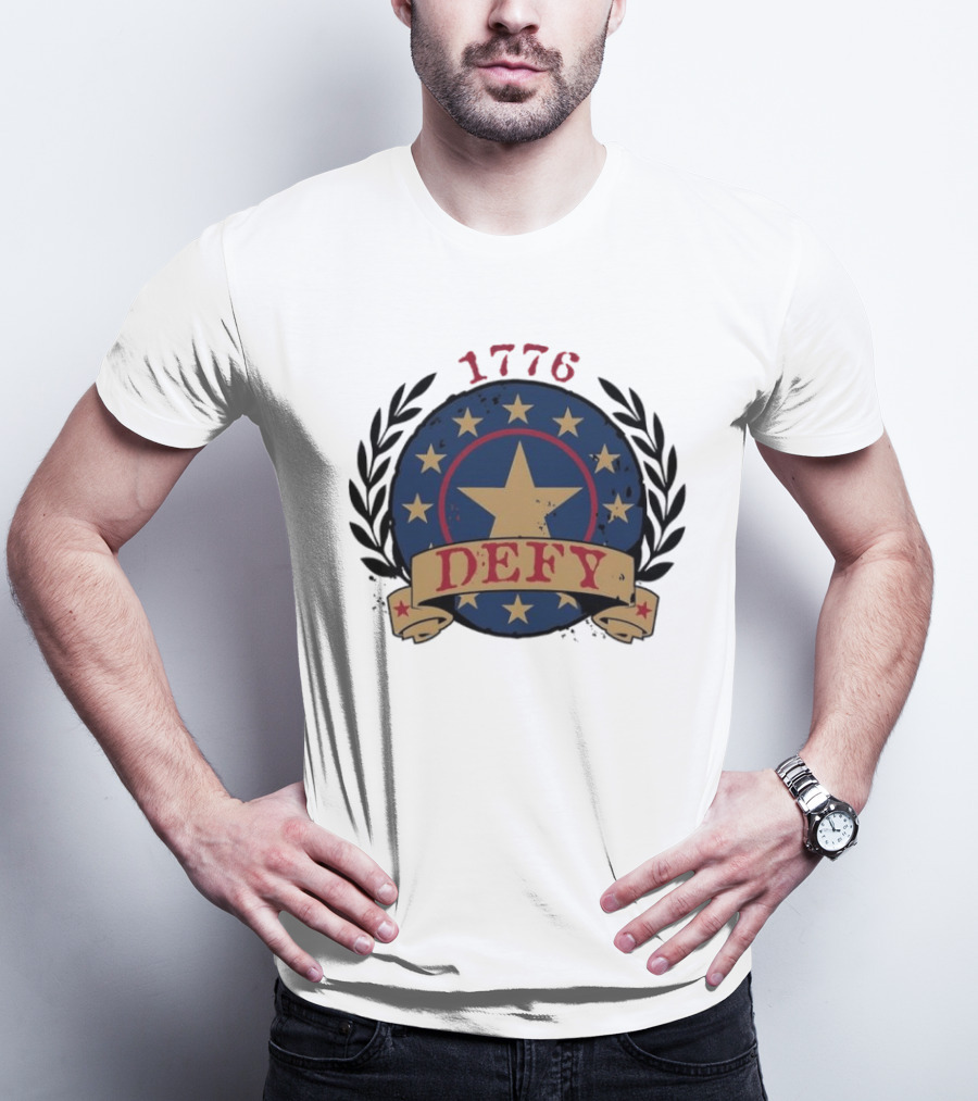 Defy 1776 Vintage Star Emblem With Laurel Wreath Anniversary 250th T-Shirt