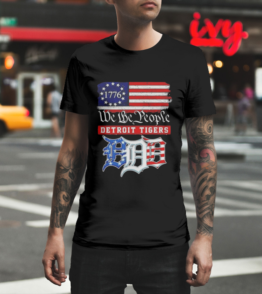 Detroit Tigers MLB 1776 We The People 250th Anniversary American Flag USA Baseball T-Shirt