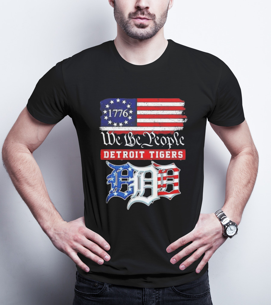 Detroit Tigers MLB 1776 We The People 250th Anniversary American Flag USA Baseball T-Shirt