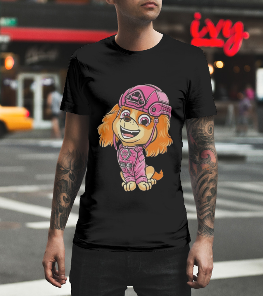 Paw Patrol Skye Air Rescue Pup In Pink Helmet And Suit T-Shirt