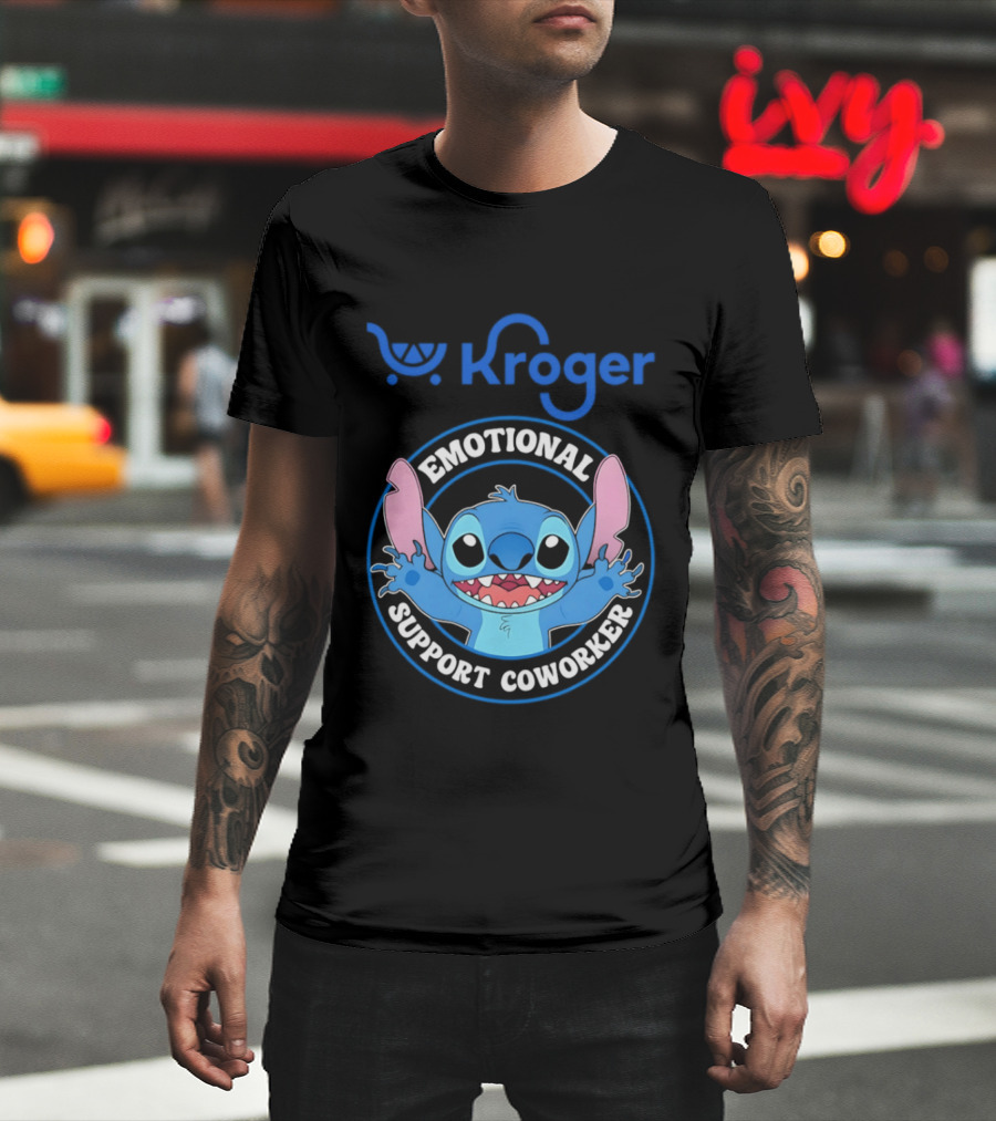 Kroger Emotional Support Coworker Stitch T-Shirt
