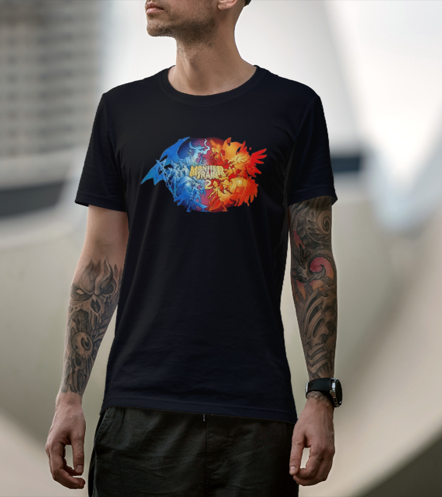 Monster Train 2 Blue Dragon Vs Red Phoenix Battle T-Shirt