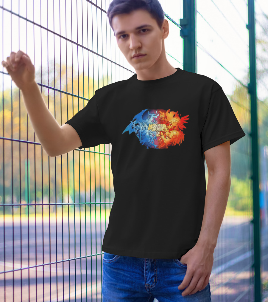 Monster Train 2 Blue Dragon Vs Red Phoenix Battle T-Shirt