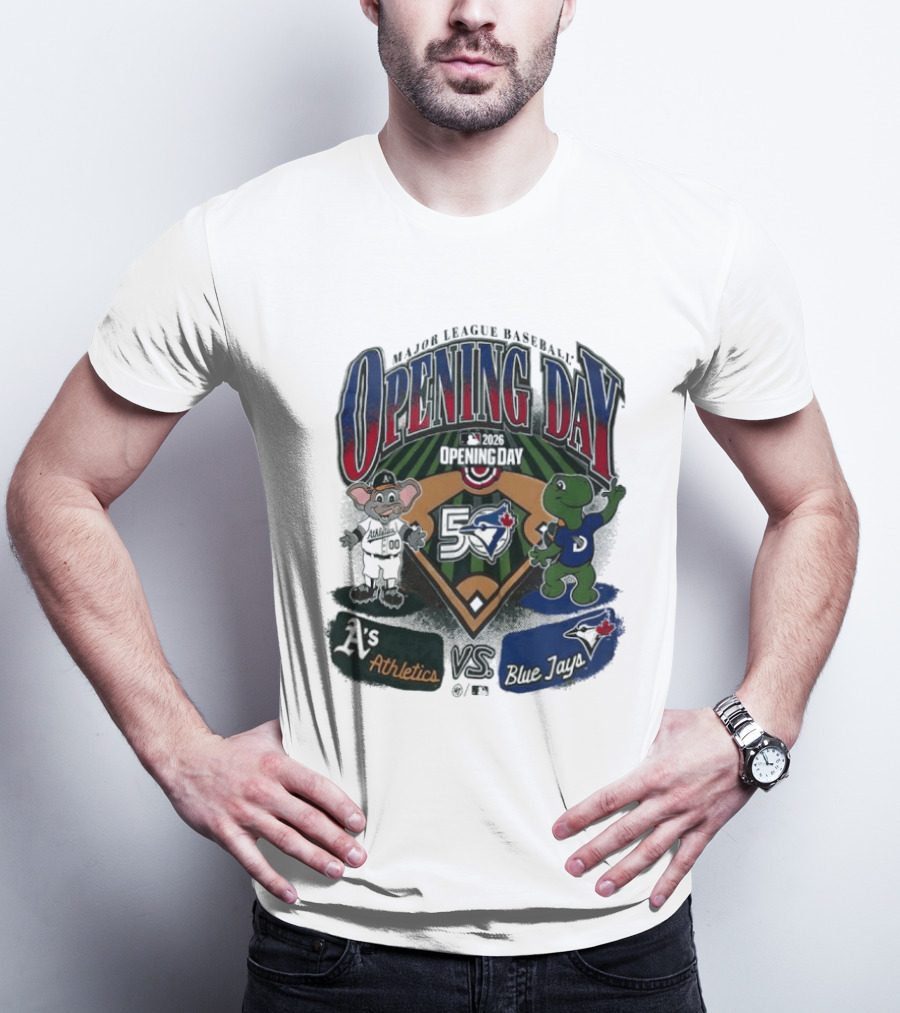 Major League Baseball Opening Day Athletics Vs Blue Jays 1992 T-Shirt