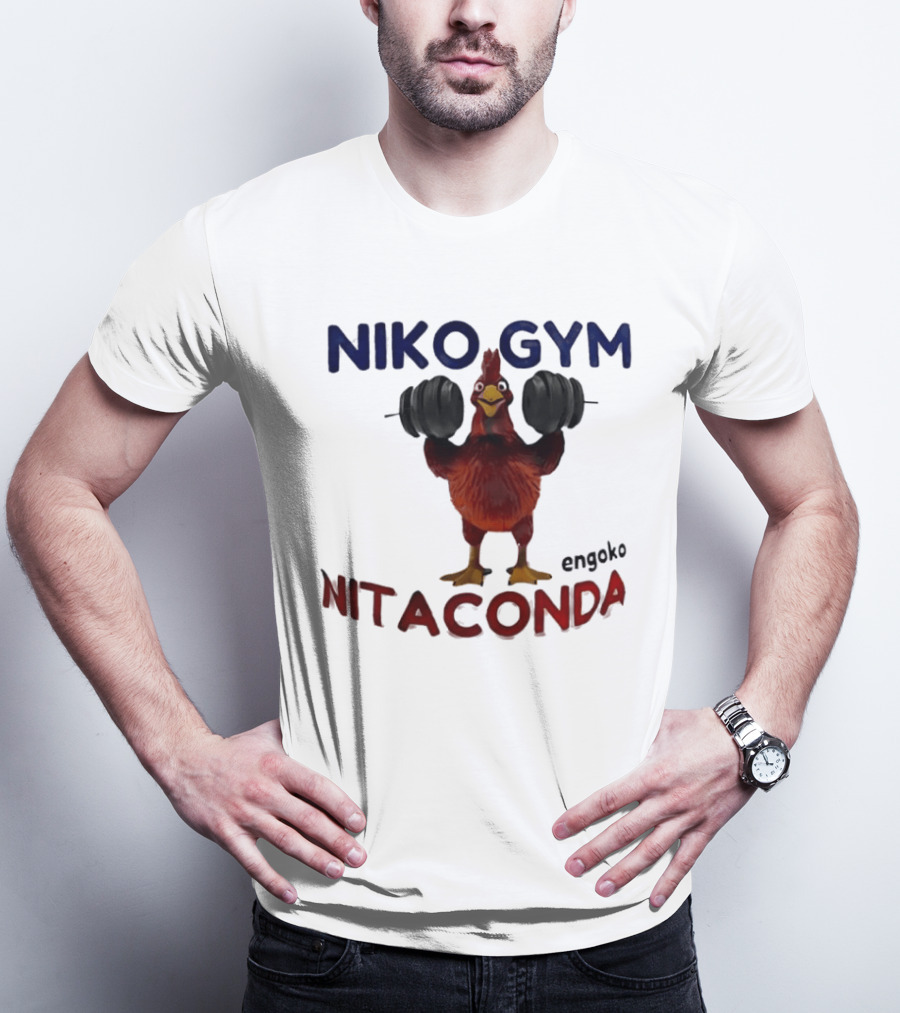 Niko Gym Engoko Nitaconda Rooster Lifting Weights Fitness Fun T-Shirt