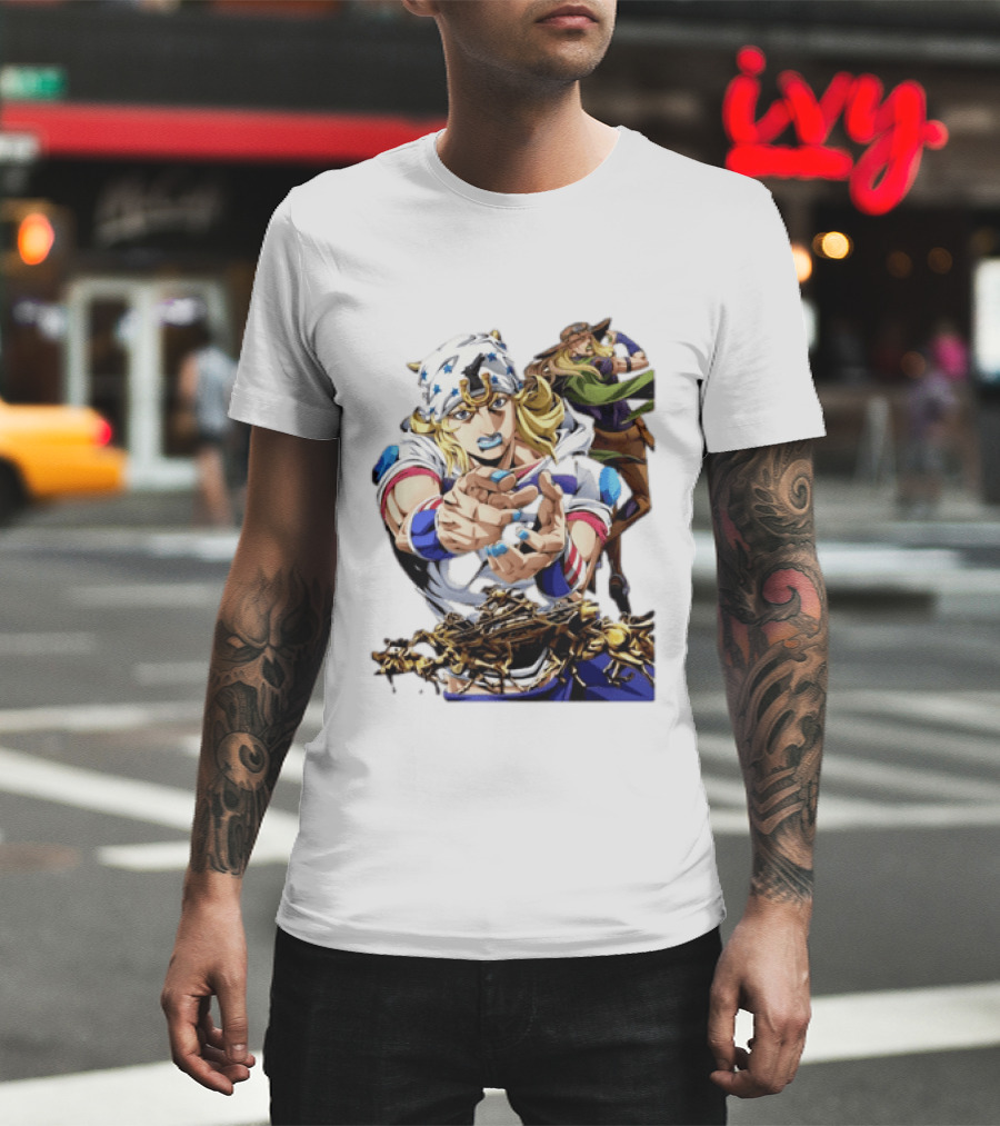 Steel Ball Run JoJo's Bizarre Adventure Gyro Zeppeli And Johnny Joestar Anime Characters T-Shirt