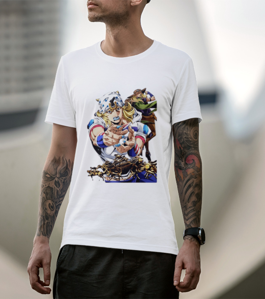 Steel Ball Run JoJo's Bizarre Adventure Gyro Zeppeli And Johnny Joestar Anime Characters T-Shirt