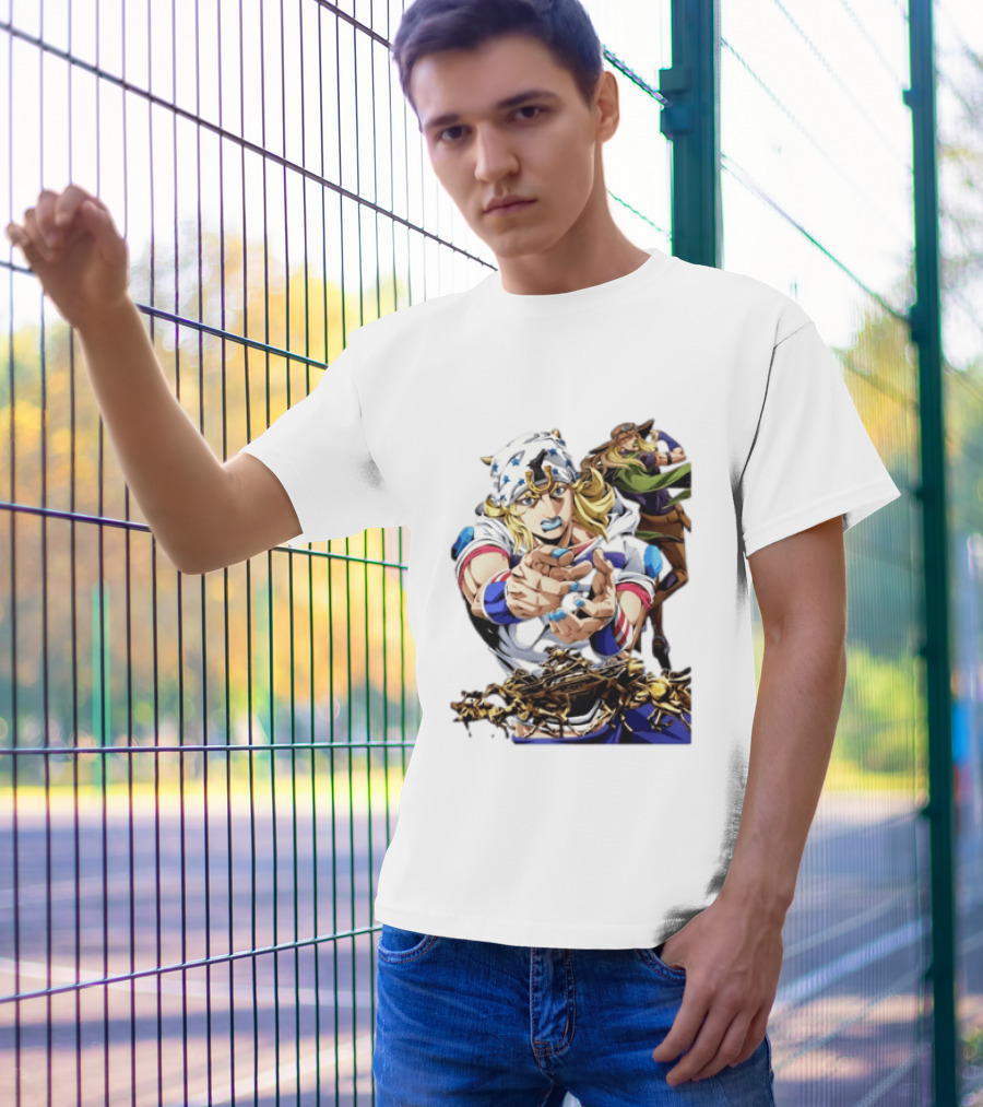 Steel Ball Run JoJo's Bizarre Adventure Gyro Zeppeli And Johnny Joestar Anime Characters T-Shirt