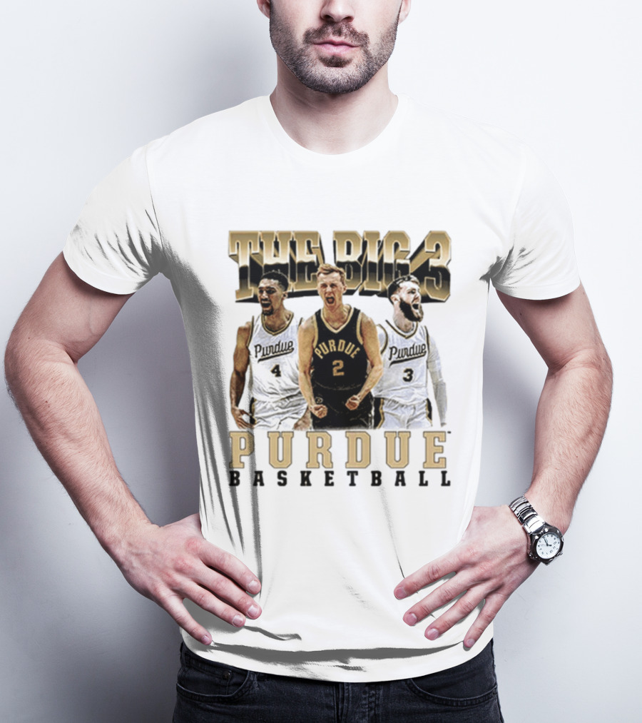 Purdue Basketball The Big 3 Player Collage T-Shirt