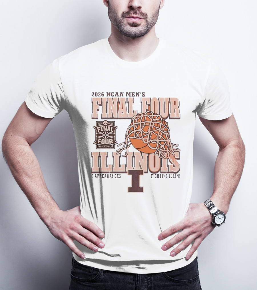 2026 NCAA Men's Final Four Illinois Fighting Illini Basketball 6 Appearances Indianapolis T-Shirt