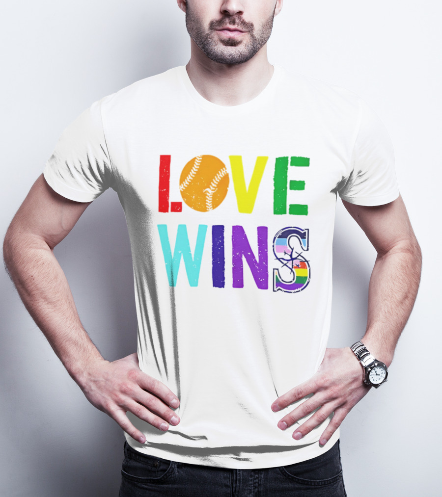 Love Wins Baseball Pride LGBTQ Rainbow T-Shirt