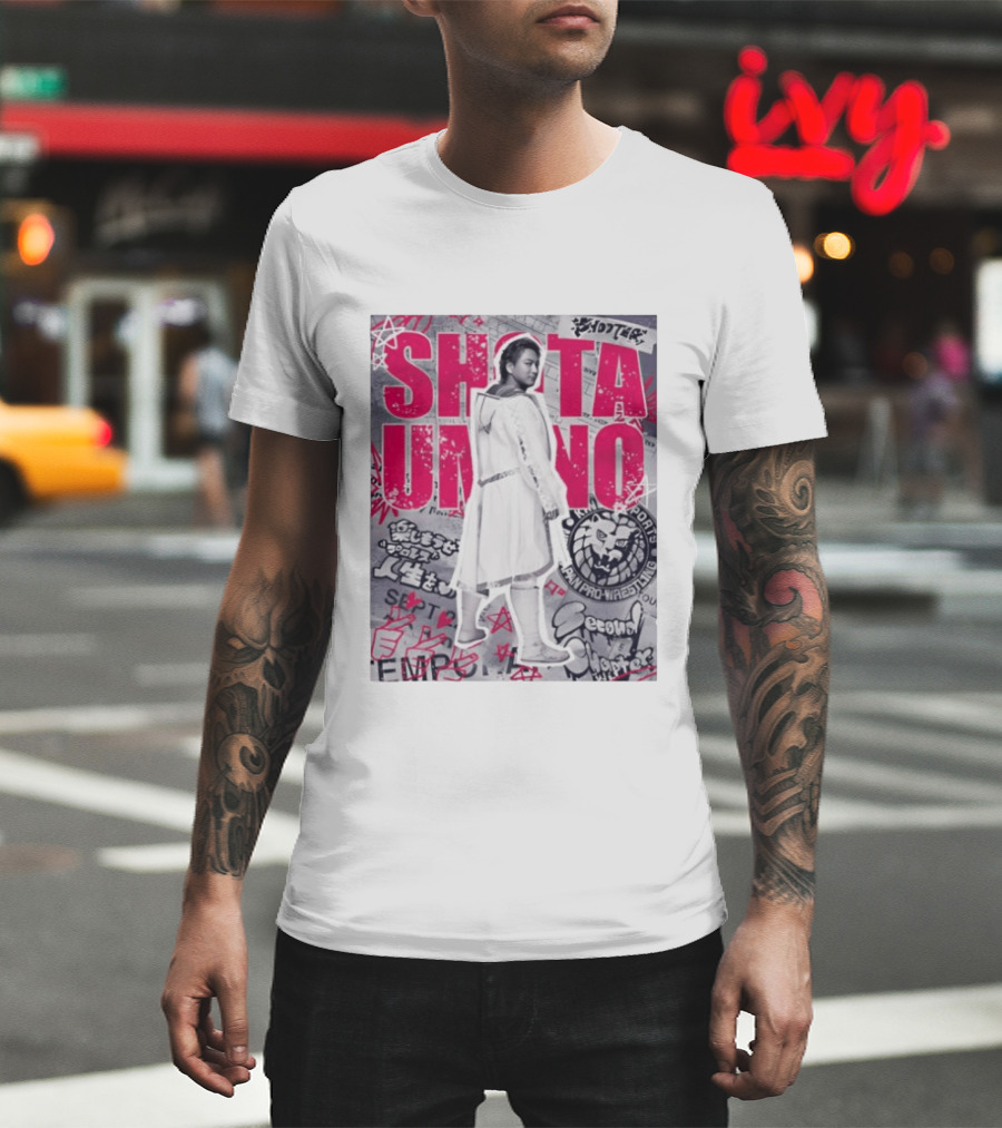 Shota Umino New Japan Pro Wrestling Graffiti Style Banner T-Shirt