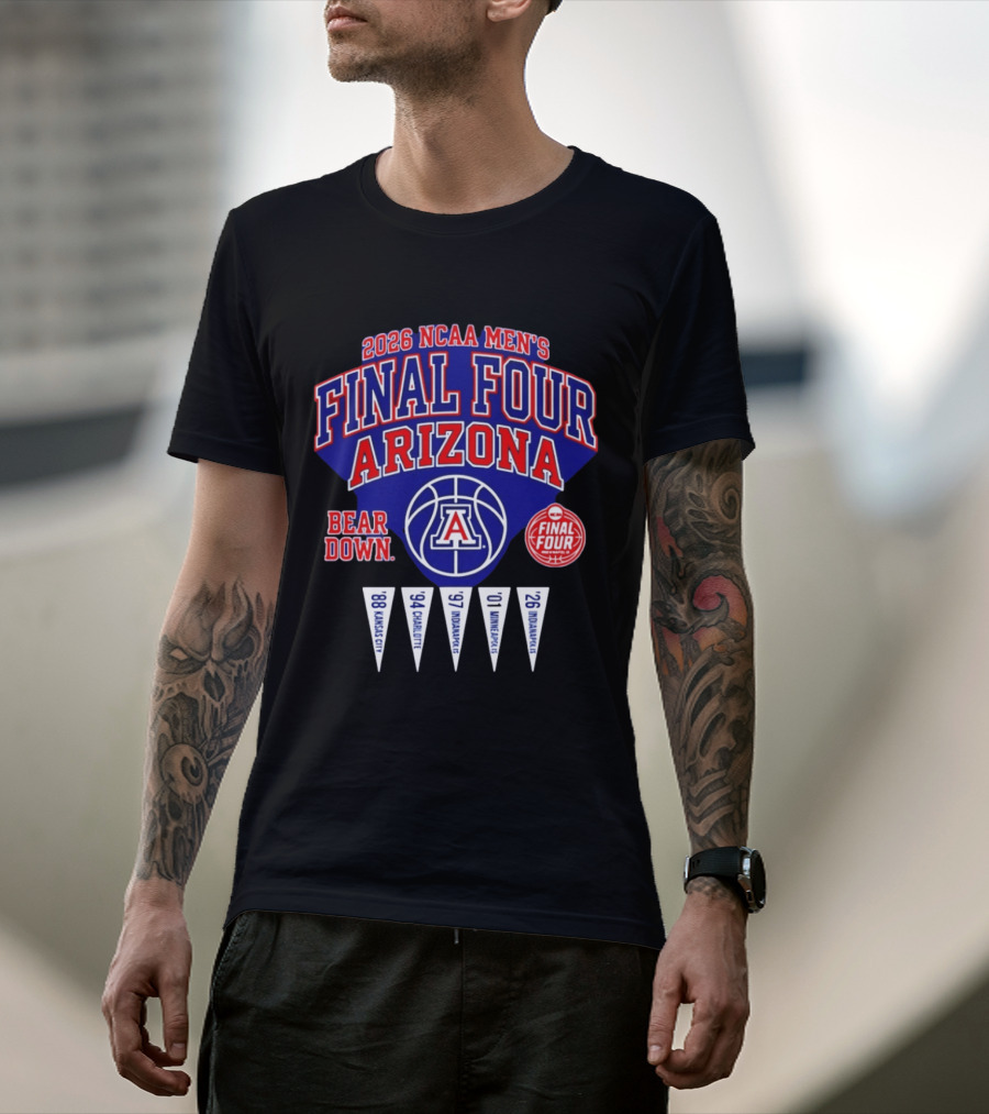 2026 NCAA Men's Final Four Arizona Wildcats Bear Down Basketball T-Shirt