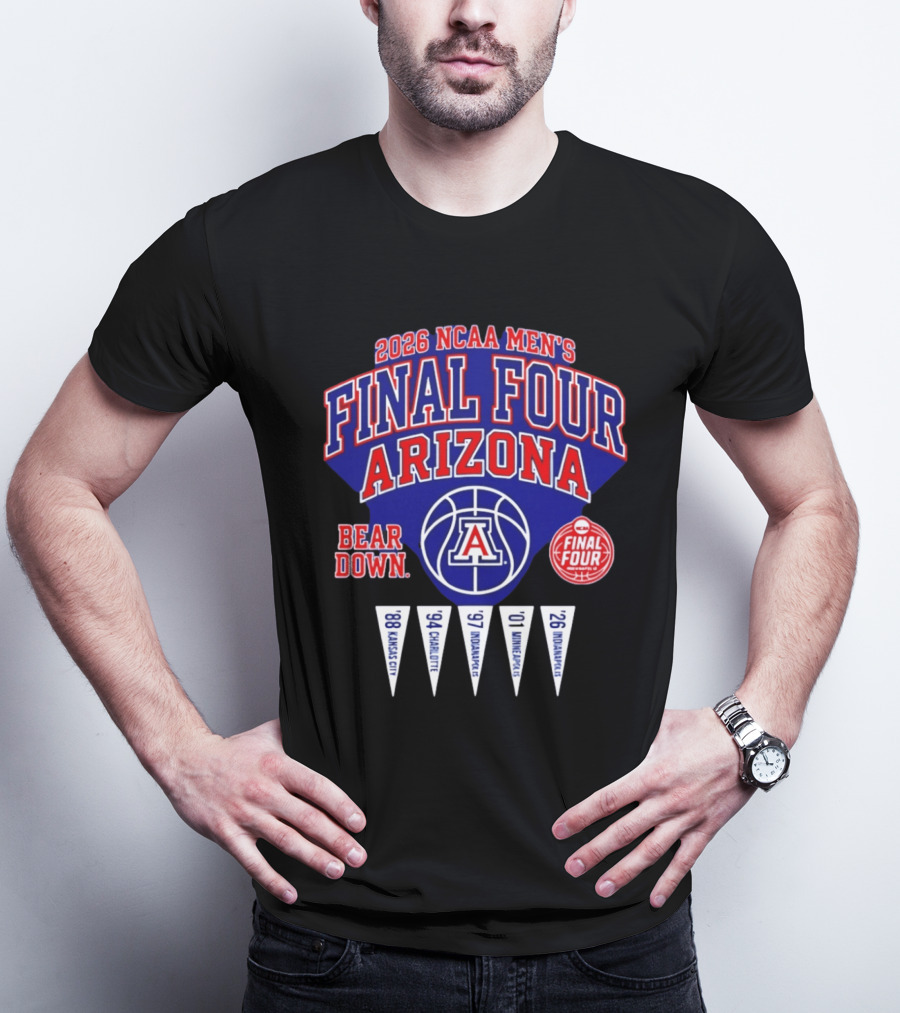 2026 NCAA Men's Final Four Arizona Wildcats Bear Down Basketball T-Shirt