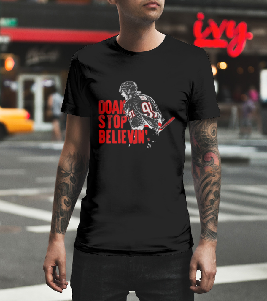 Josh Doan Stop Believin' Number 91 NHL Hockey T-Shirt