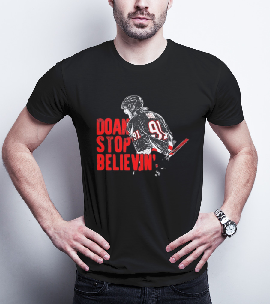 Josh Doan Stop Believin' Number 91 NHL Hockey T-Shirt