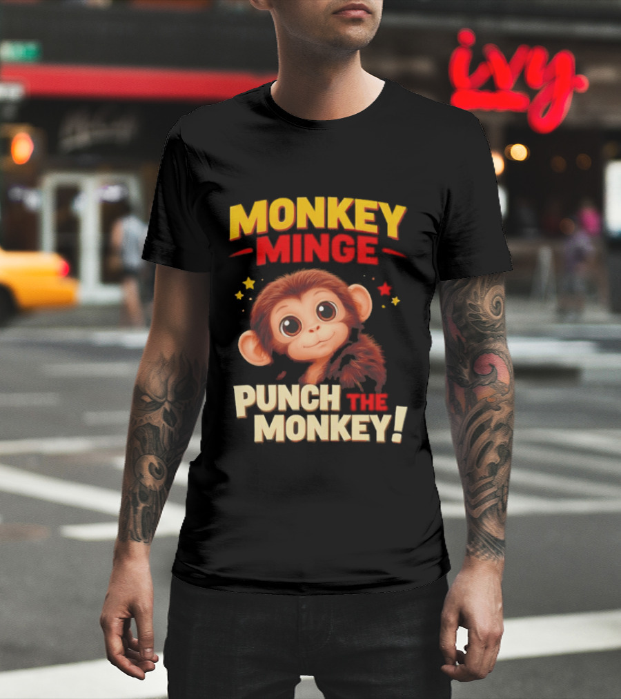 Monkey Minge Punch That Monkey Cute Cartoon Monkey T-Shirt