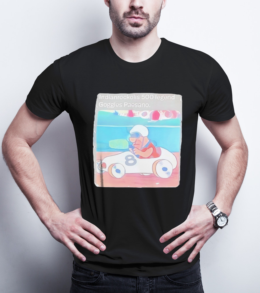 Indianrockolis 500 Legend Goggles Paesano Racing Car Number 8 T-Shirt
