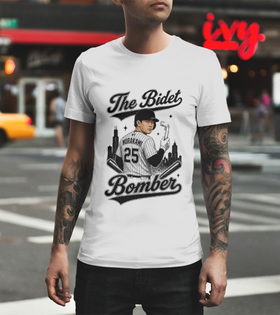 Murakami The Bidet Bomber 25 Baseball City Skyline T-Shirt