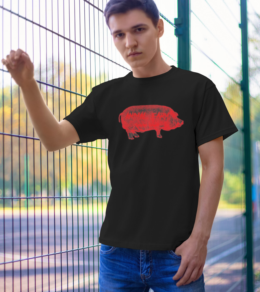 Animal Farm Pig Graphic Textured Red T-Shirt