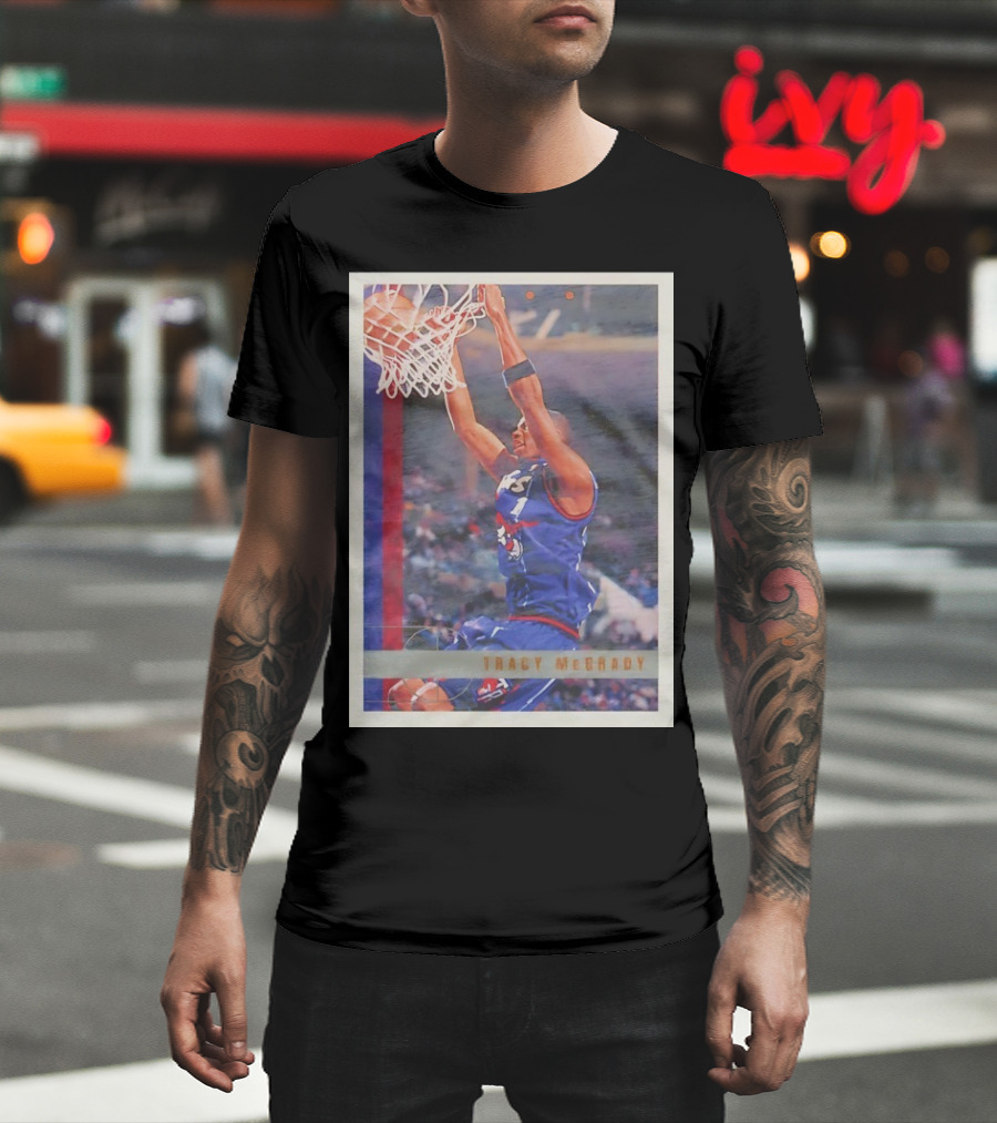 Tracy McGrady Toronto Raptors 1996 Basketball Card Dunk Slam T-Shirt