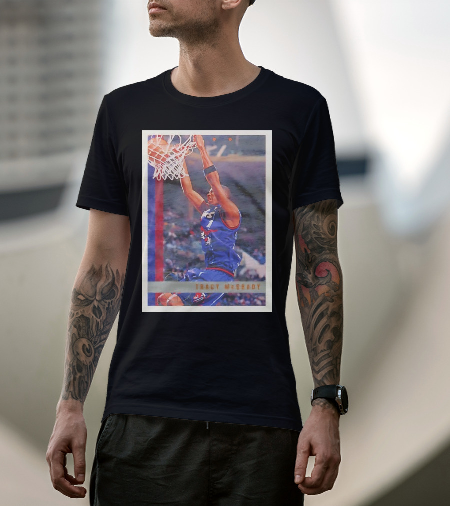 Tracy McGrady Toronto Raptors 1996 Basketball Card Dunk Slam T-Shirt