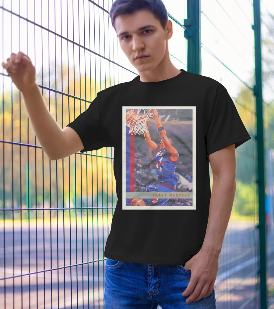 Tracy McGrady Toronto Raptors 1996 Basketball Card Dunk Slam T-Shirt