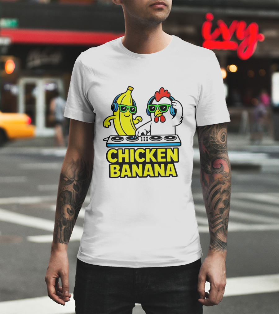 Chicken Banana DJ Headphones Music Party T-Shirt