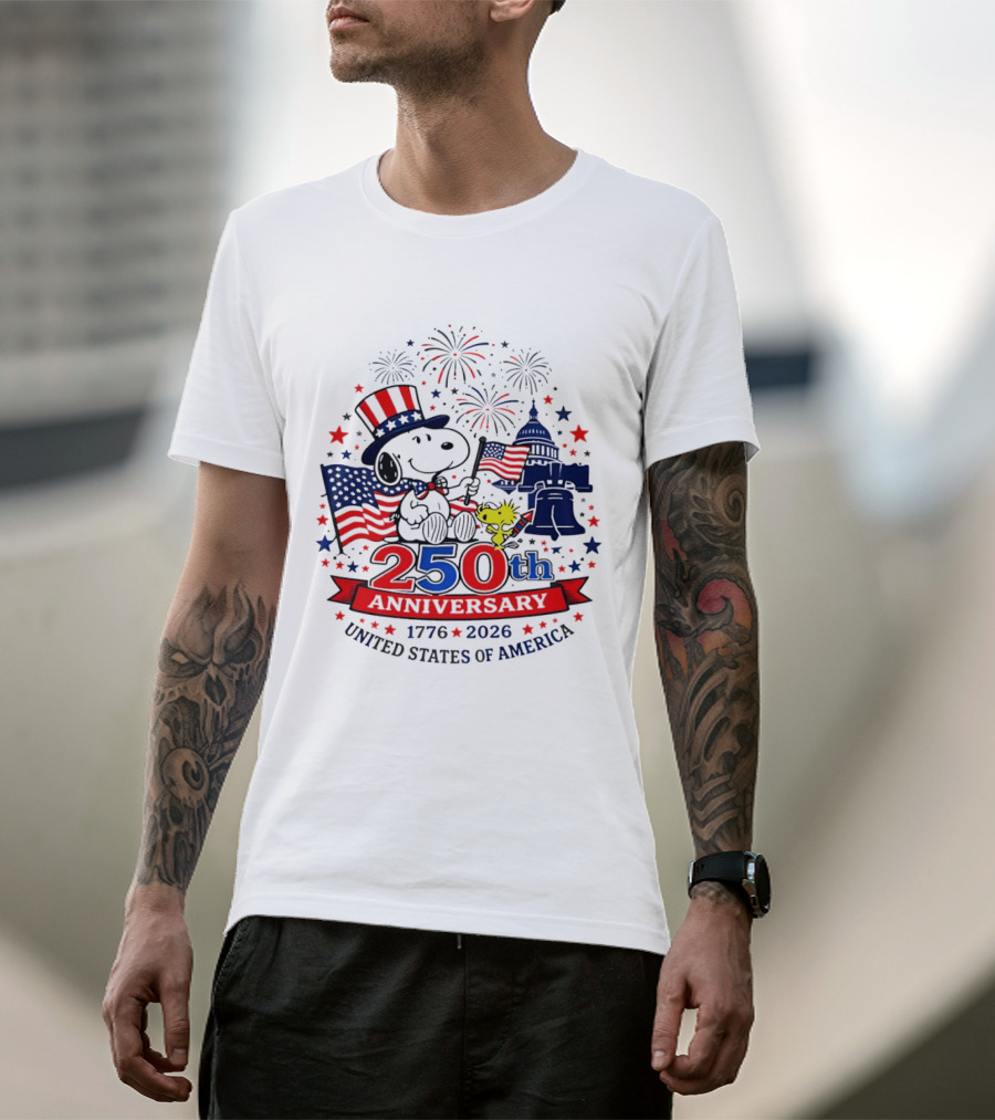 Snoopy 250th Anniversary 1776 2026 Patriotic Celebration United States Of America T-Shirt