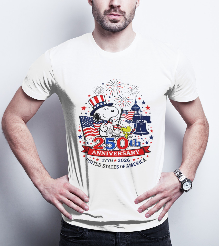 Snoopy 250th Anniversary 1776 2026 Patriotic Celebration United States Of America T-Shirt