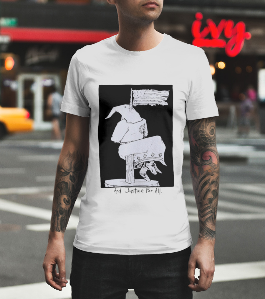 Anti Ku Klux Klan And Justice For All Hanging Effigy With Flag T-Shirt