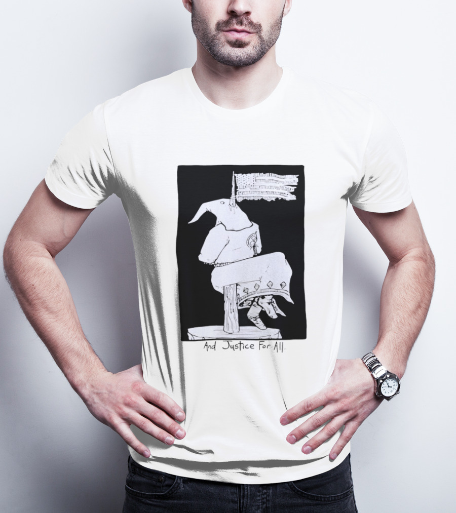 Anti Ku Klux Klan And Justice For All Hanging Effigy With Flag T-Shirt
