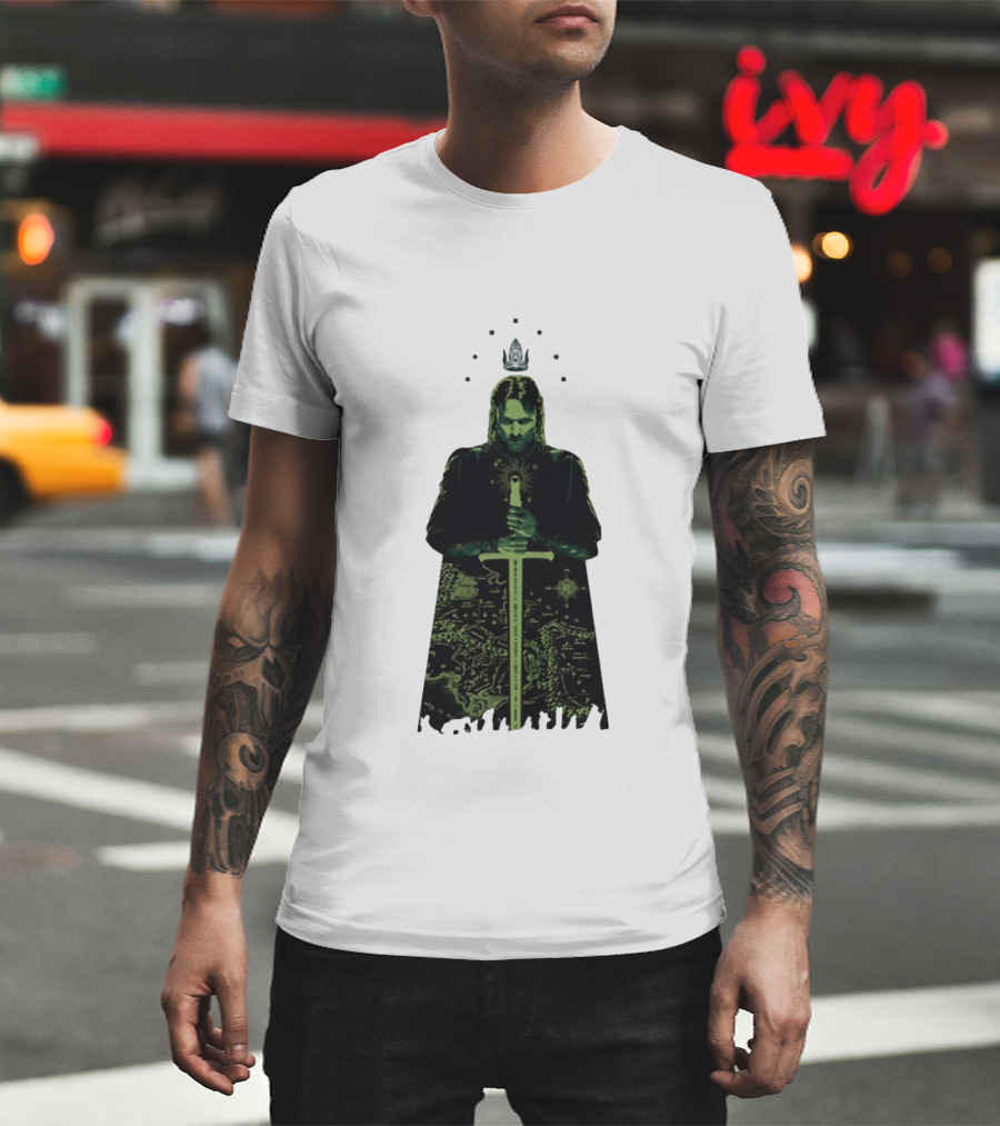 The Lord Of The Rings Aragorn Sword Map Middle Earth King T-Shirt