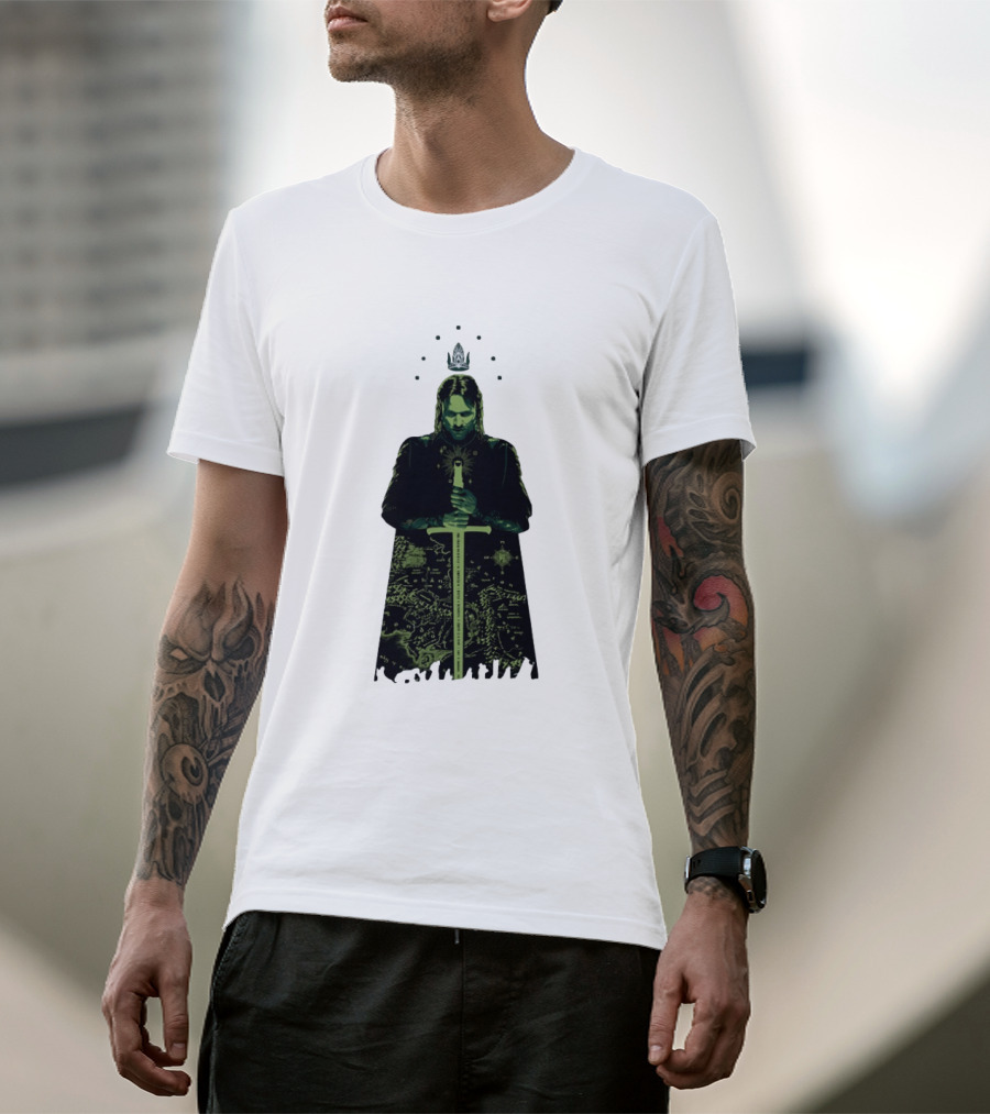 The Lord Of The Rings Aragorn Sword Map Middle Earth King T-Shirt