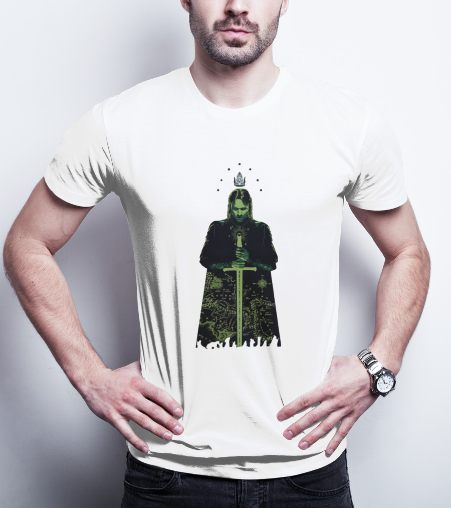 The Lord Of The Rings Aragorn Sword Map Middle Earth King T-Shirt