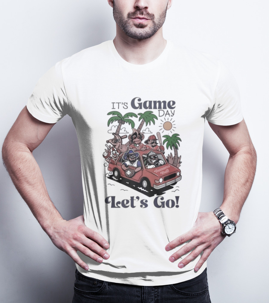 It's Game Day Let's Go Banana Ball Van And Palm Trees Adventure T-Shirt