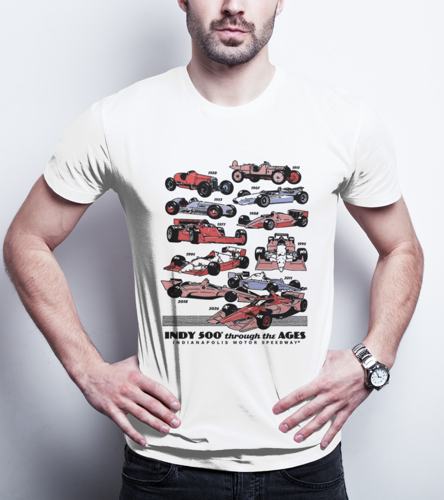 Indy 500 Through The Ages 2026 Racing Cars Evolution T-Shirt