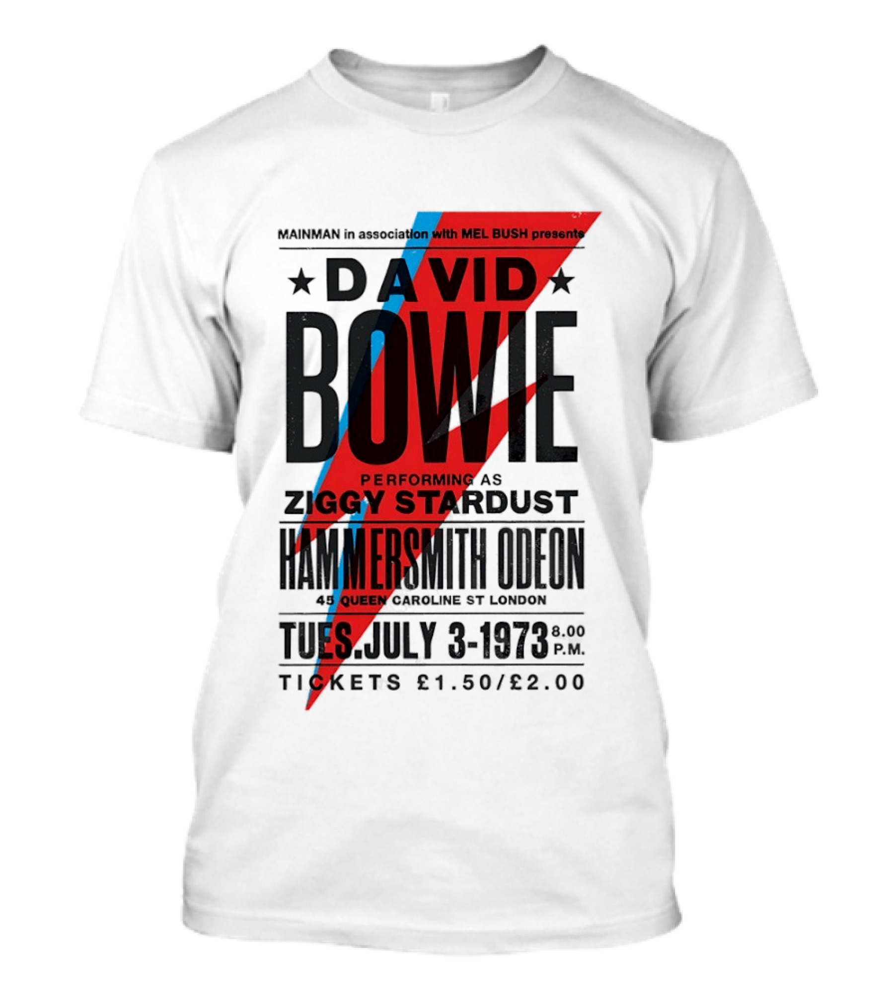 David Bowie Performing As Ziggy Stardust Hammersmith Odeon London July 3 1973 T-Shirt