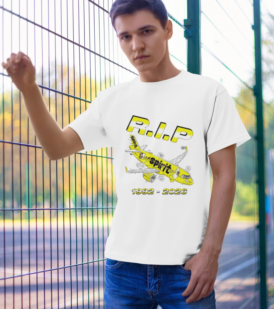 RIP Spirit Airlines 1992 2026 Yellow Plane Cartoon T-Shirt