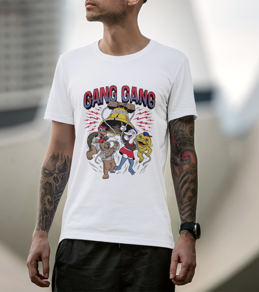 Philadelphia Phillies Liberty Bell Characters Gang Gang T-Shirt