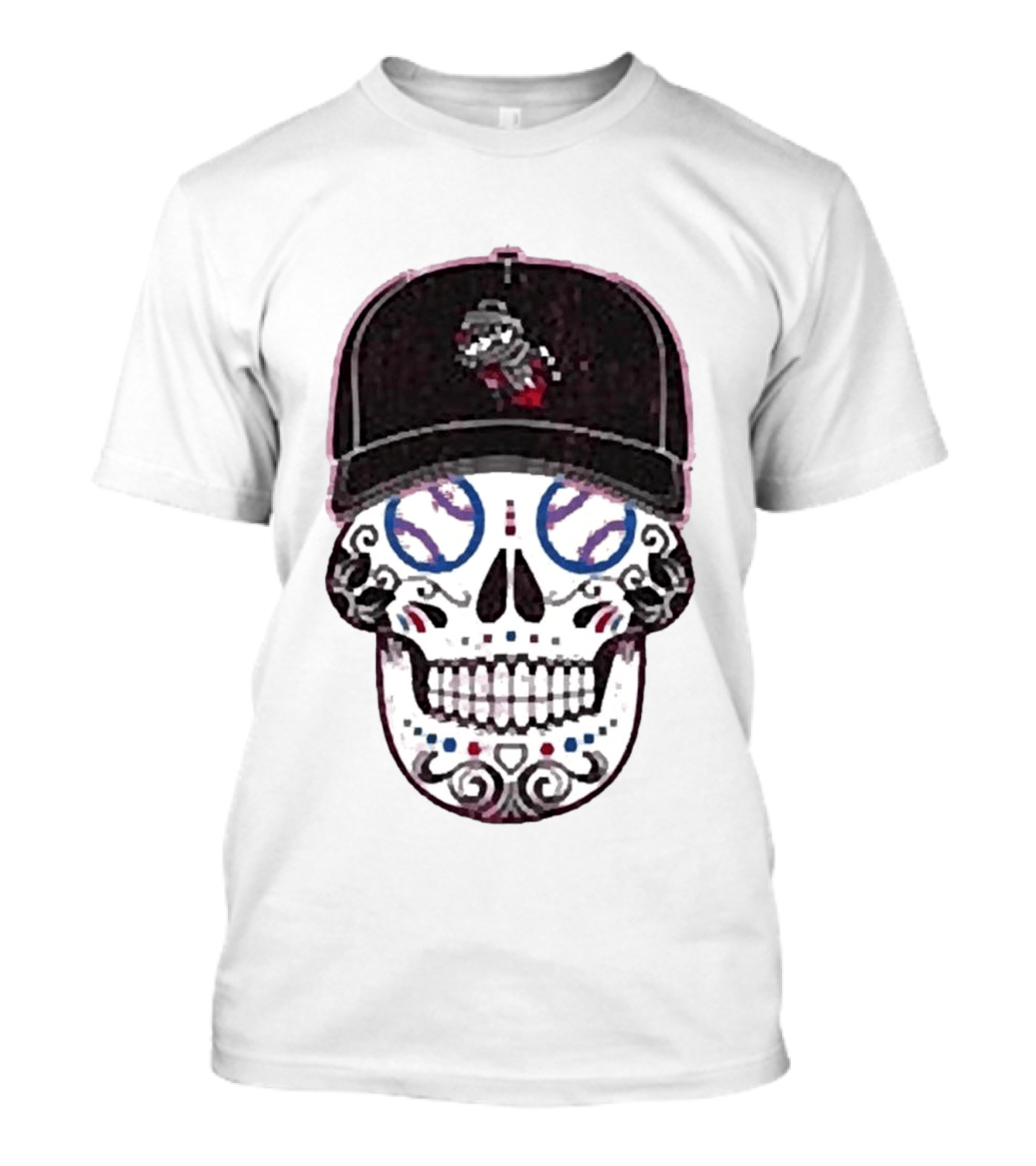 Rocket City Trash Pandas Sugar Skull Hat Baseball T-Shirt
