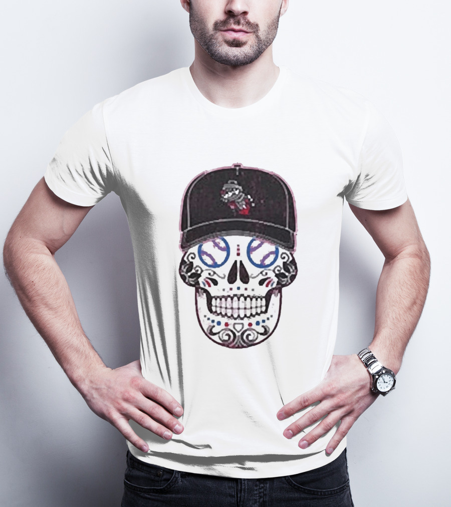 Rocket City Trash Pandas Sugar Skull Hat Baseball T-Shirt