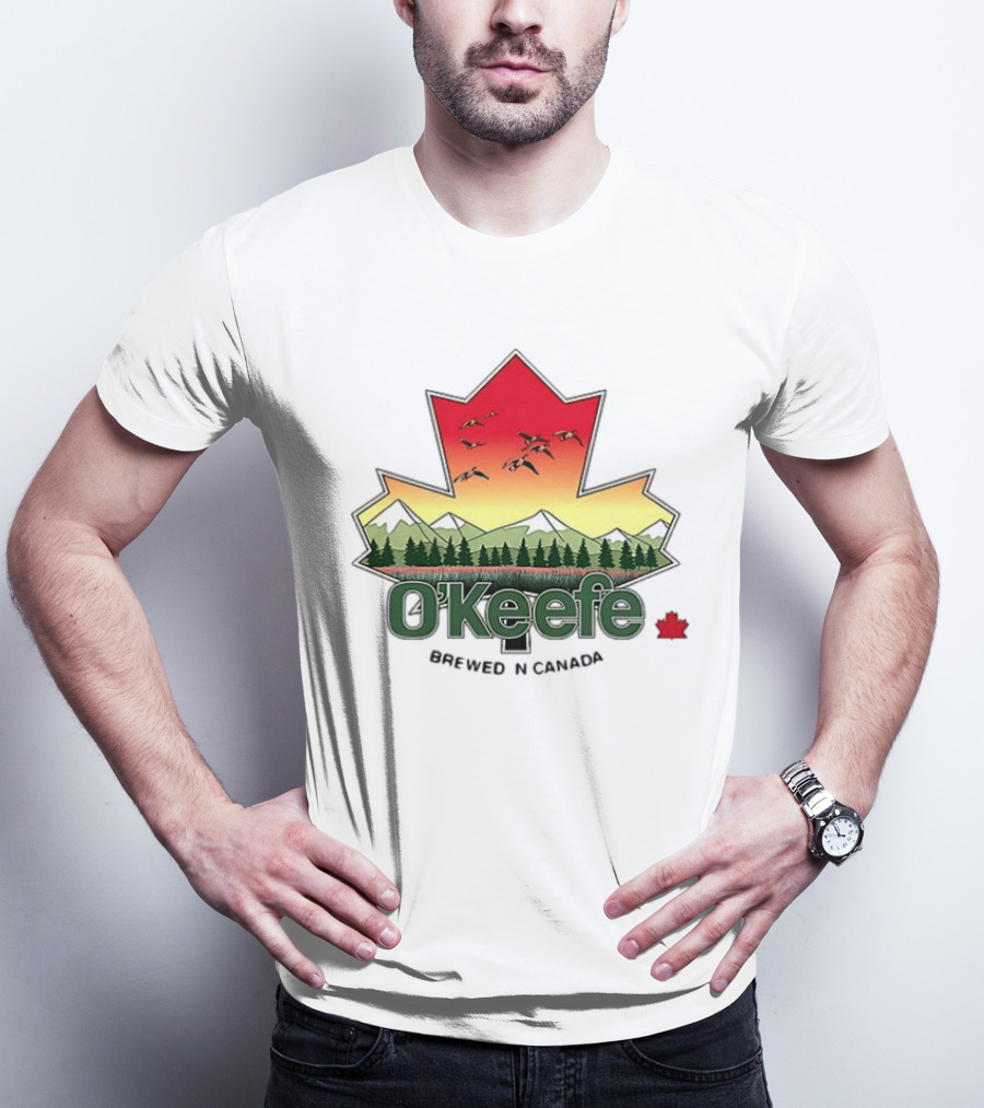 O'Keefe Brewed In Canada Maple Leaf Mountains And Geese T-Shirt