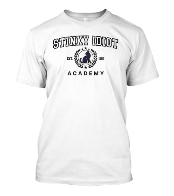 Stinky Idiot Academy Est 1867 Wreath Laurel Cat T-Shirt