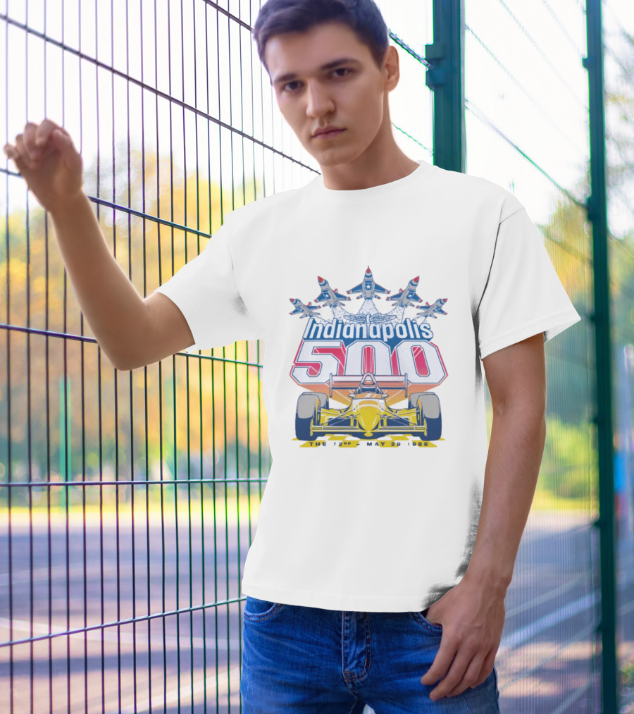 Indianapolis 500 May 29 1988 72nd Race Yellow Racecar And Blue Jets T-Shirt