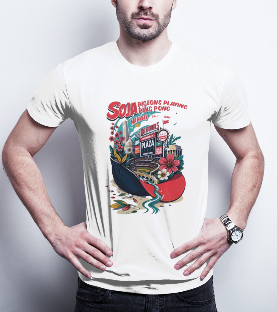SOJA Pigeons Playing Ping Pong Mihali Nationals Park Plaza Stage DC August 1 2026 T-Shirt