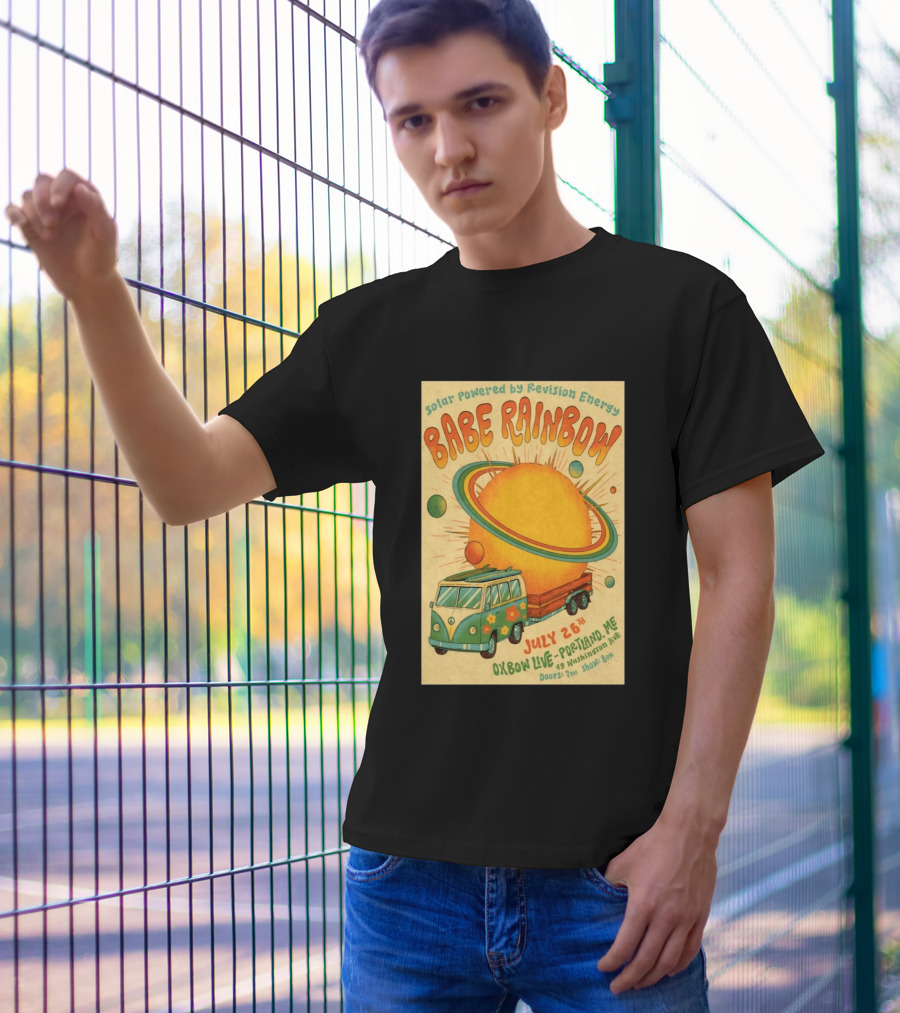 Solar Powered Babe Rainbow July 26 Oxbow Live Portland ME Vintage Van And Sunburst T-Shirt