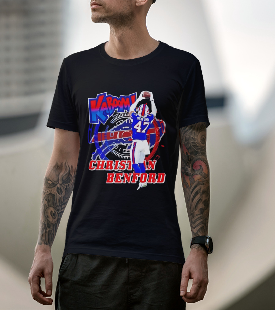 Kaboom Christian Benford 47 Buffalo Bills Football T-Shirt