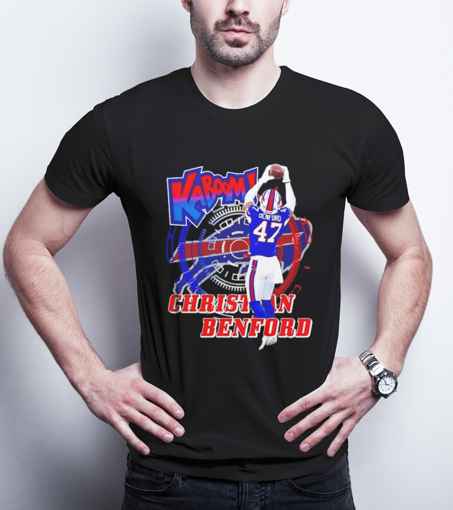 Kaboom Christian Benford 47 Buffalo Bills Football T-Shirt