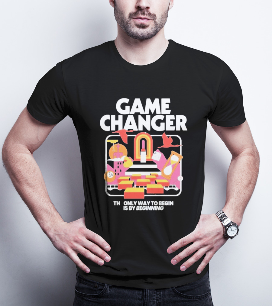 Game Changer The Only Way To Begin Is By Beginning Retro Icons And Symbols Collection T-Shirt